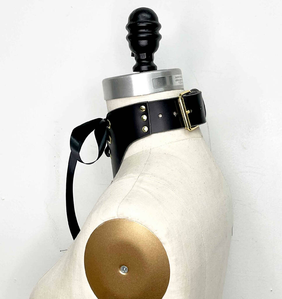 Nox Ribbon Lace Up Leather Posture Collar – Charmskool Shop