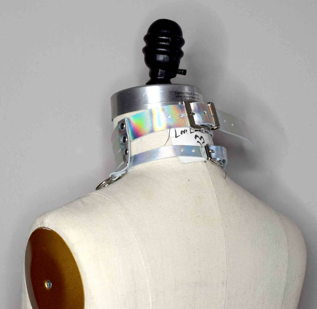 Victoria Holographic Silver Leather Gorget Style Collar – Charmskool Shop