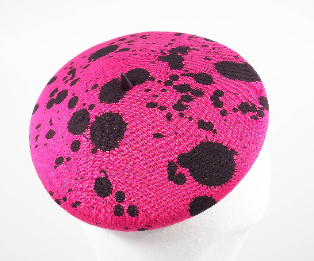 Pink mini hat with splatter design and spike – Charmskool Shop